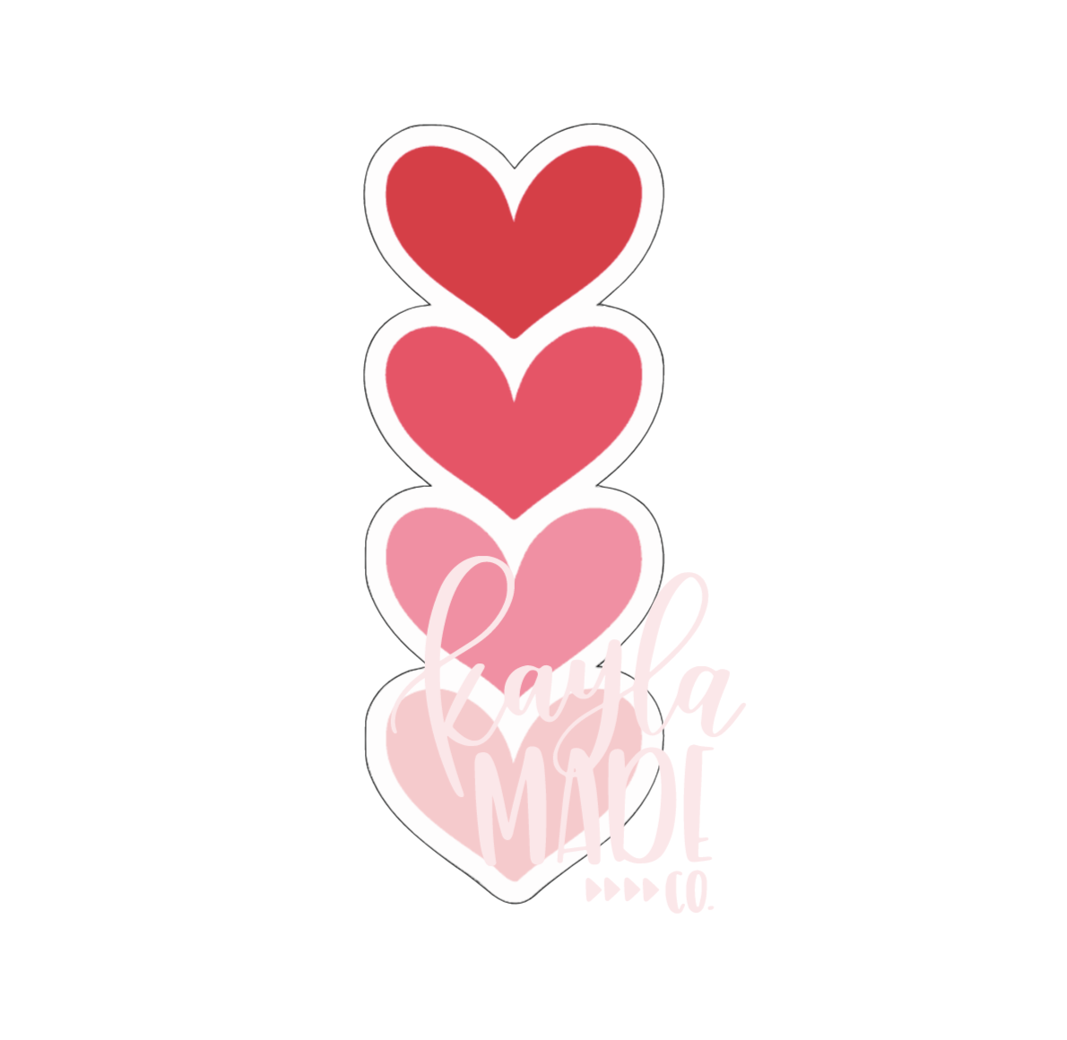 Stacked Hearts Sticker - Kayla Makes