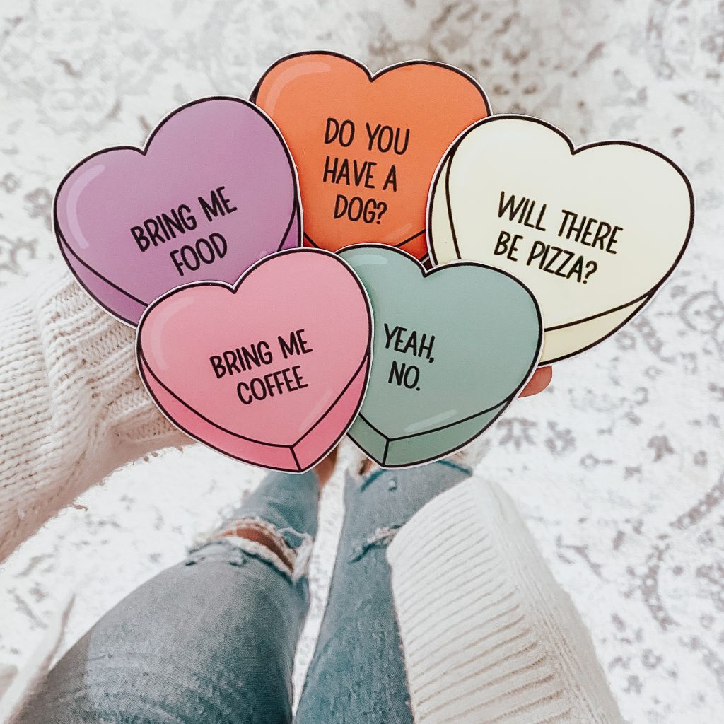 Conversation Heart Stickers PNG - Kayla Makes