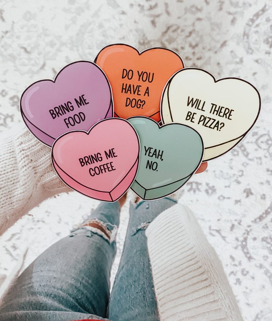 Conversation Heart Stickers PNG - Kayla Makes