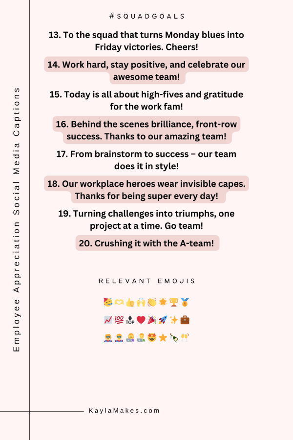 Media Monday- 20 Captions for Employee Appreciation Day - Kayla Makes