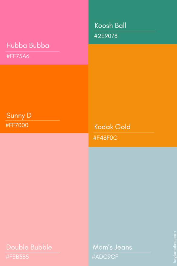 90's Summer Color Palette - Kayla Makes