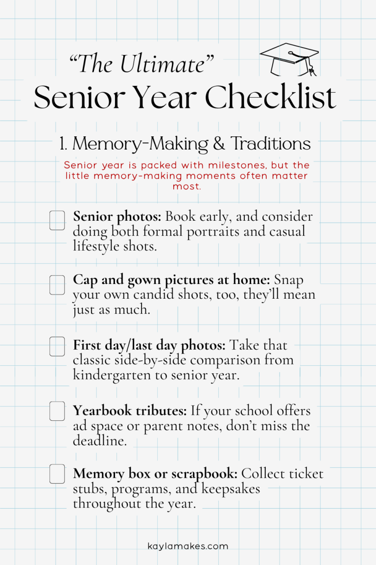 The Ultimate Senior Year Checklist for Moms - Kayla Makes