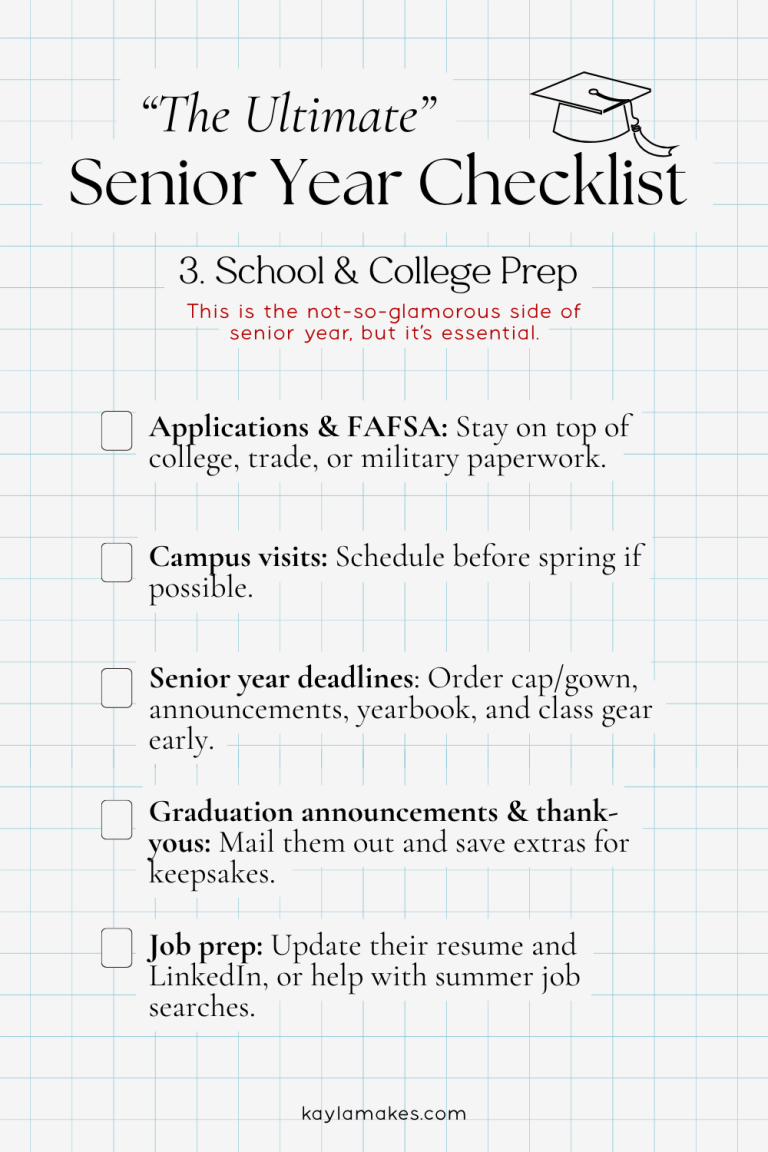 The Ultimate Senior Year Checklist for Moms - Kayla Makes
